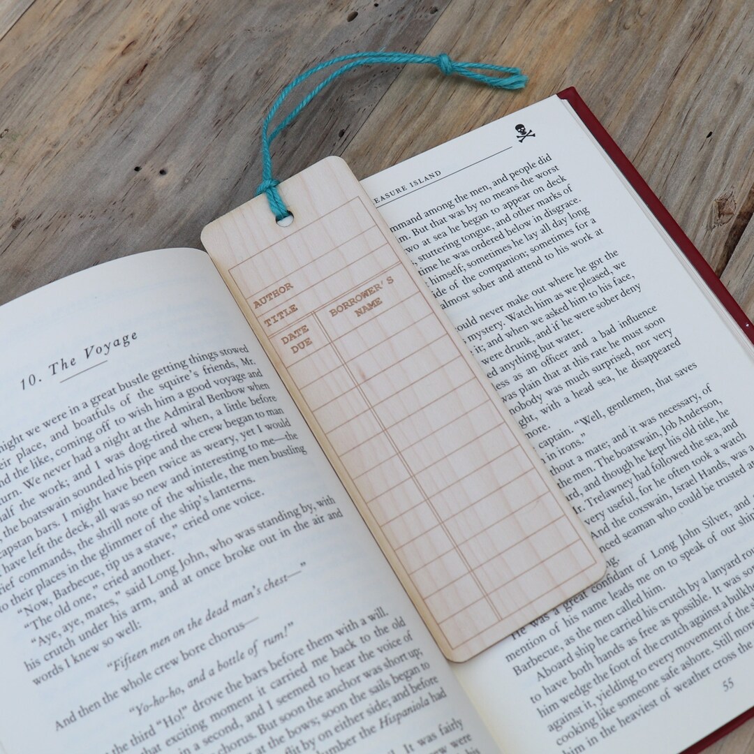 Library Checkout Card, Wood Bookmark, Custom Bookmark, Personalized ...