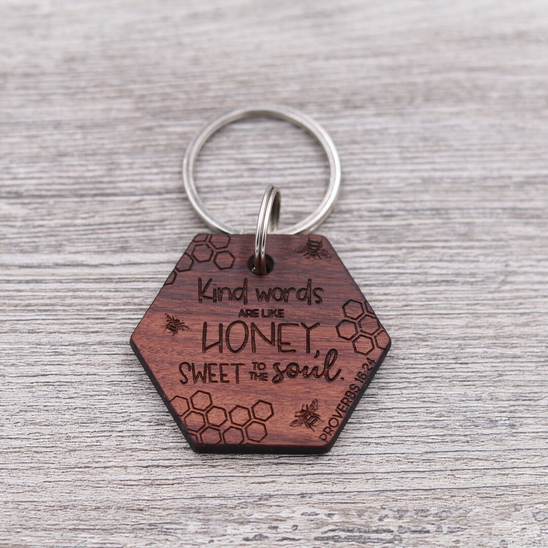 Kind Words, Keychain, Personalized Keychain, Custom Keychain, Wood ...
