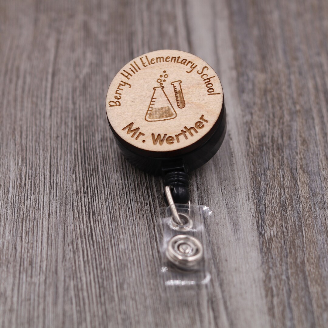 Science Badge With Name, Teacher Badge, Retractable Badge Reel, School ...