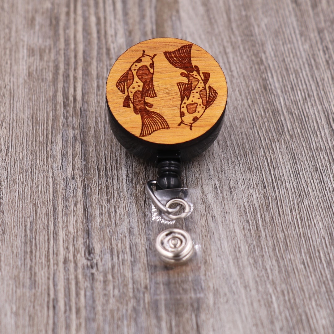 Koi Fish Badge Reel, Nature, Fish, Custom ID Badge, Retractable Badge ...