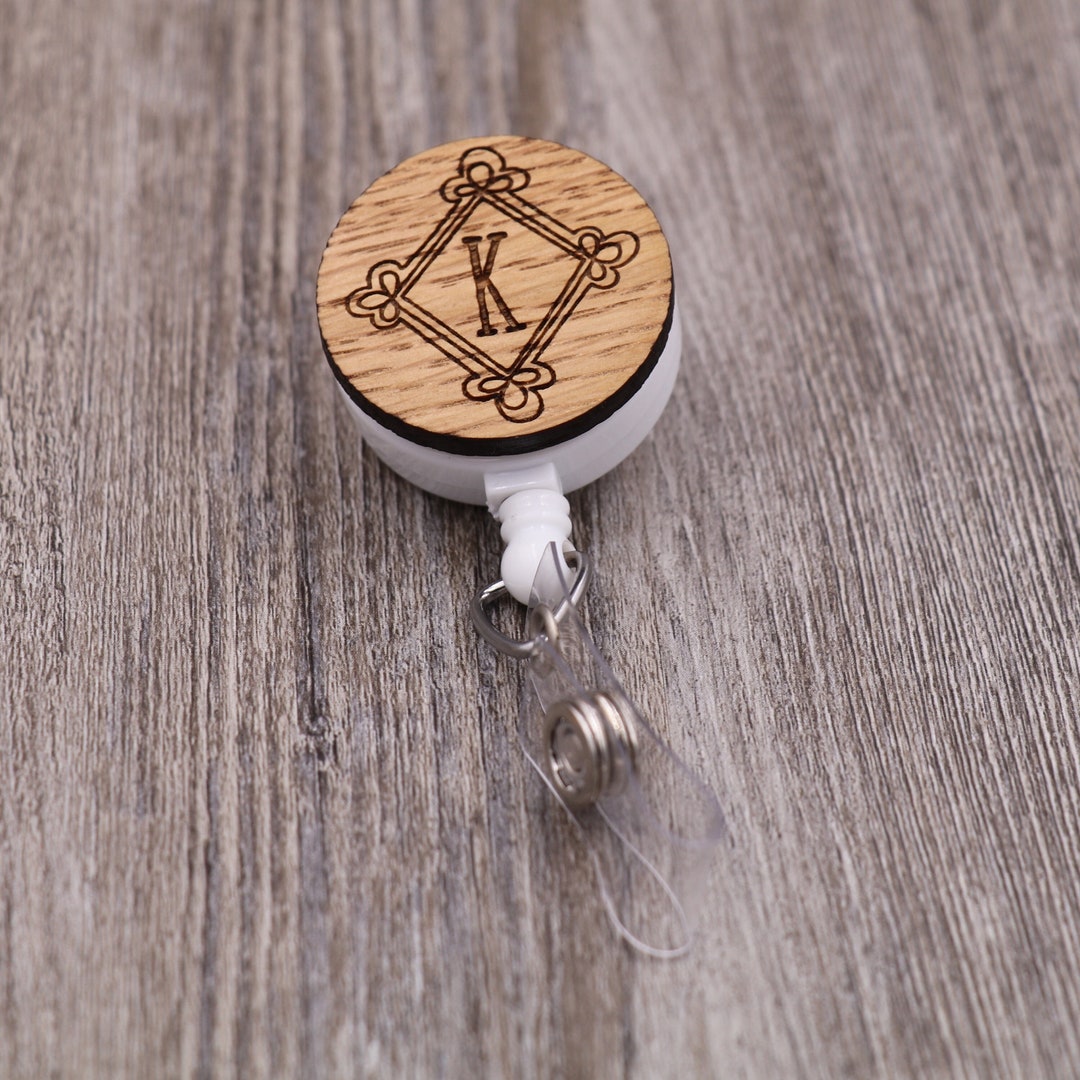 Funky Frame Initials Badge, Letter Badge, Custom ID Badge, Retractable ...