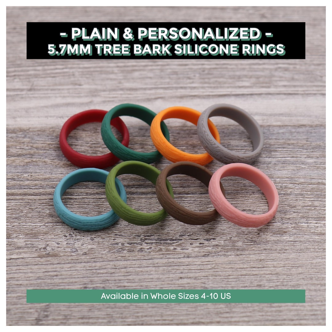 5.7MM Tree Bark Patterned Silicone Ring (choose Your Color): Custom ...