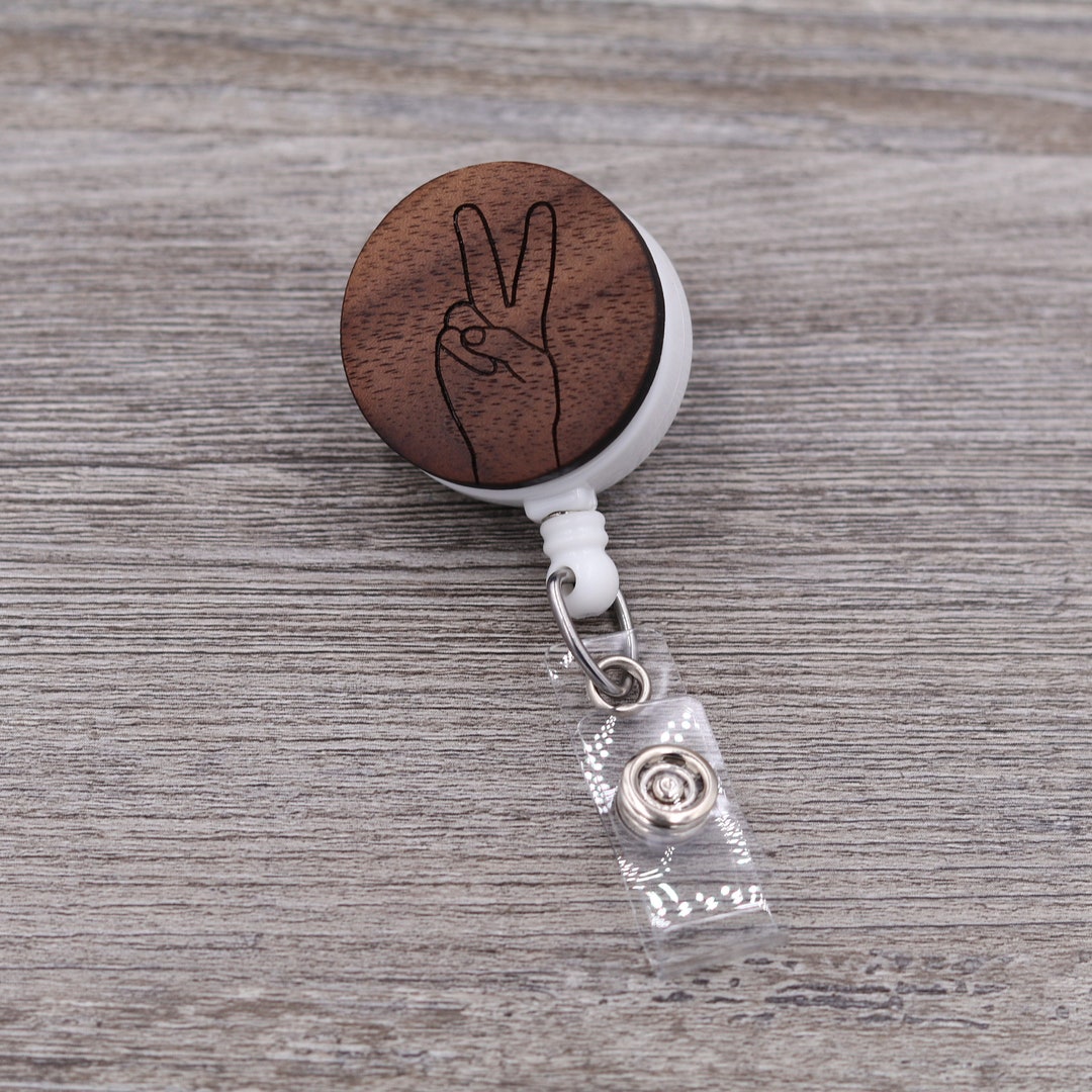 ASL Badge Reel, Peace Sign Badge Reel, Sign Language, Custom ID Badge ...
