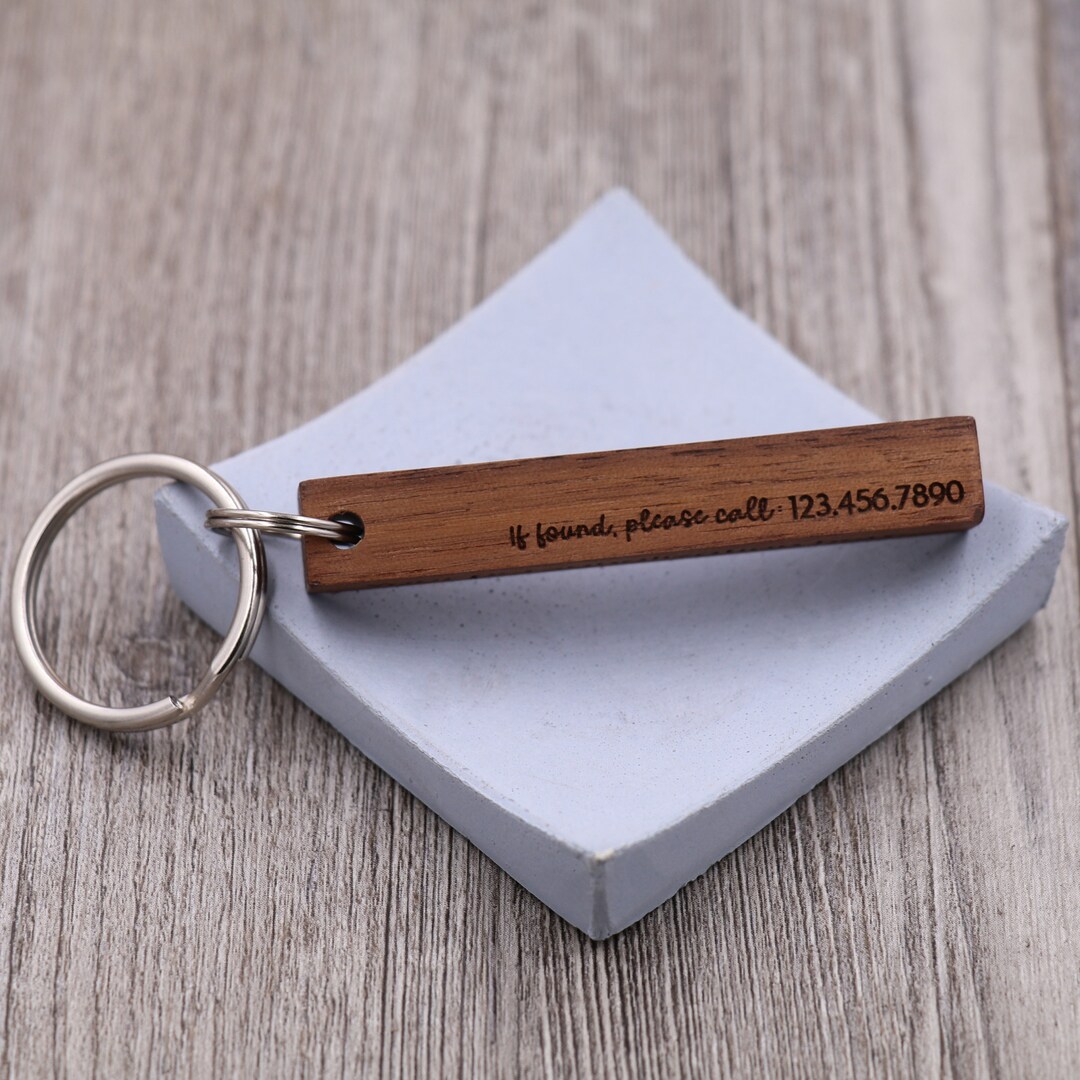 Call If Found 3D Wood Bar Keychain, Lost and Found, Keys Wallet Bag ...