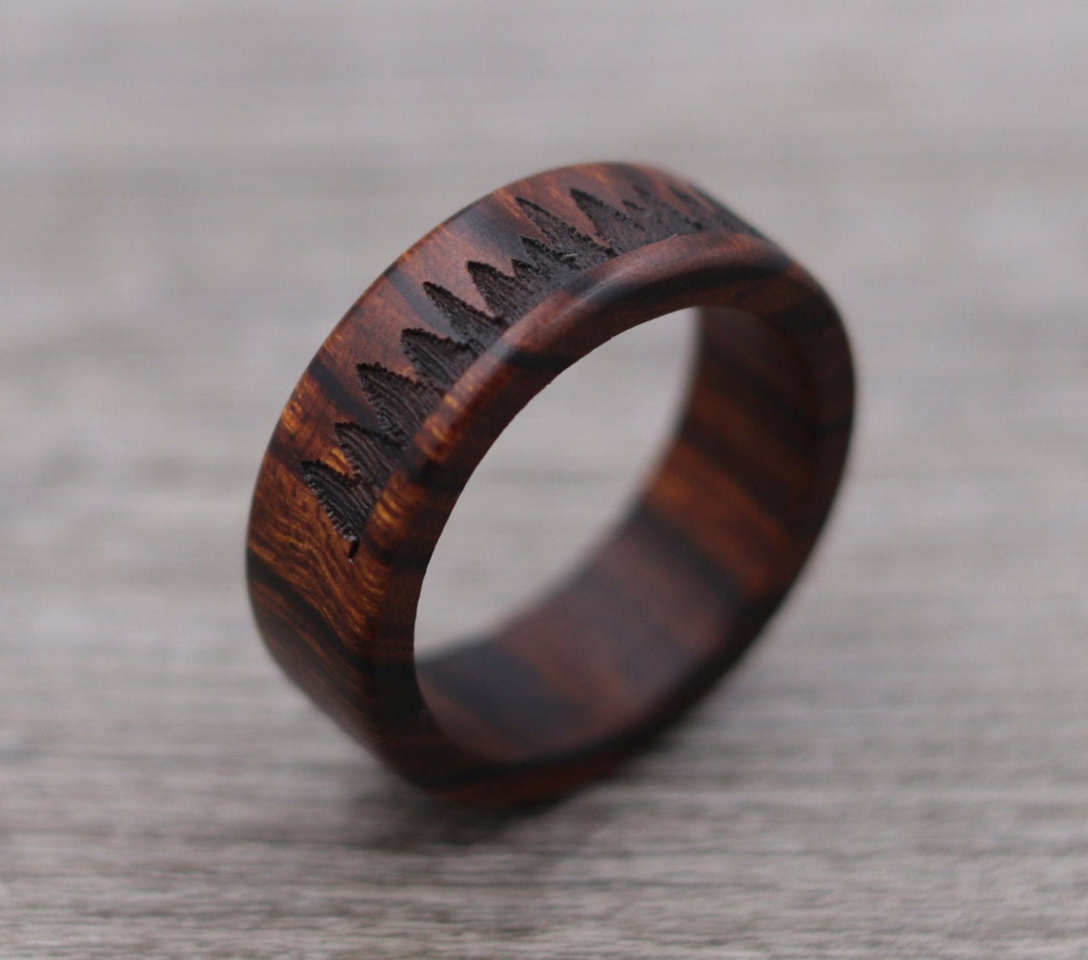 Forest Engraved Ring Fir Trees Personalized Ring Outdoor - Etsy