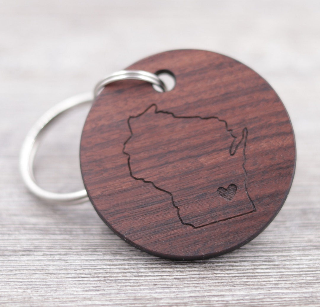 State Keychain, State Pride Keychain, Personalized Rosewood Keychain ...