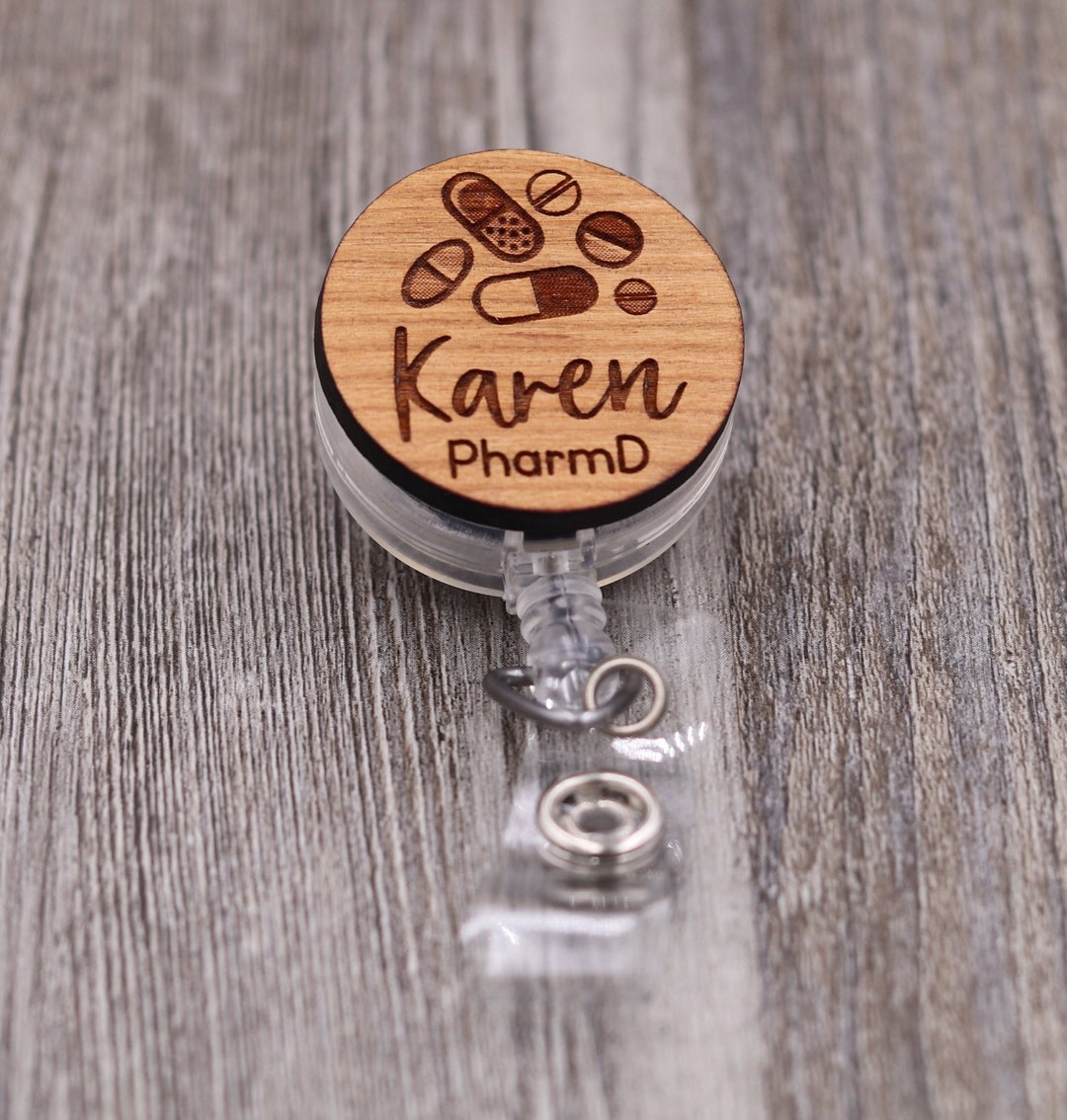 Pills, Pharmacist, Healthcare and CURSIVE Name: Custom Engraved Wood ...