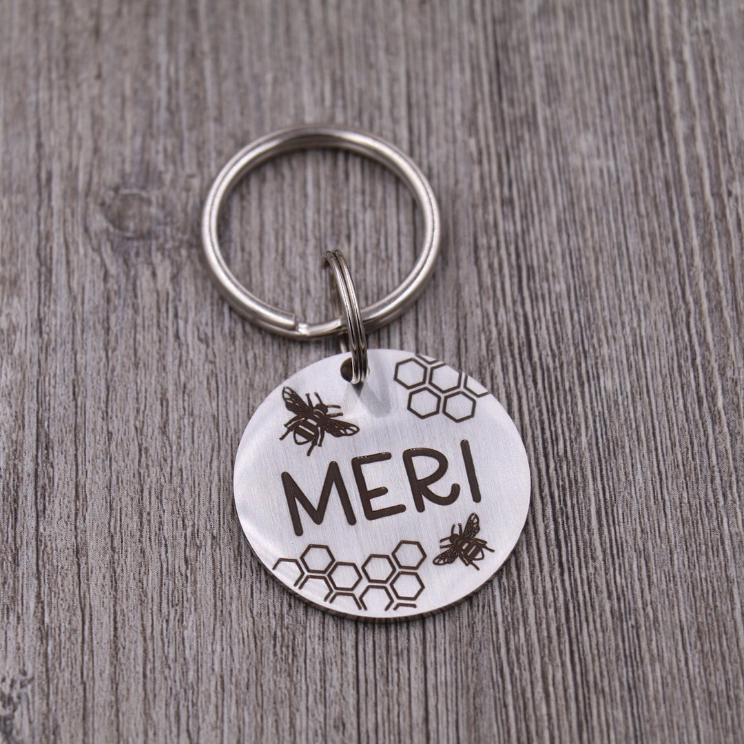 Bees, Hive, and Name: Personalized Stainless Steel Keychain - Etsy