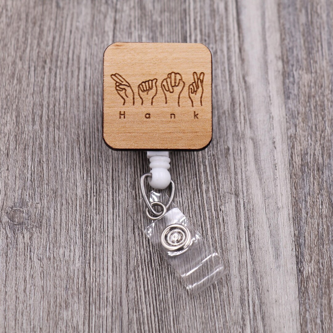 Square ASL (american Sign Language) Name: Custom Engraved Wood ...