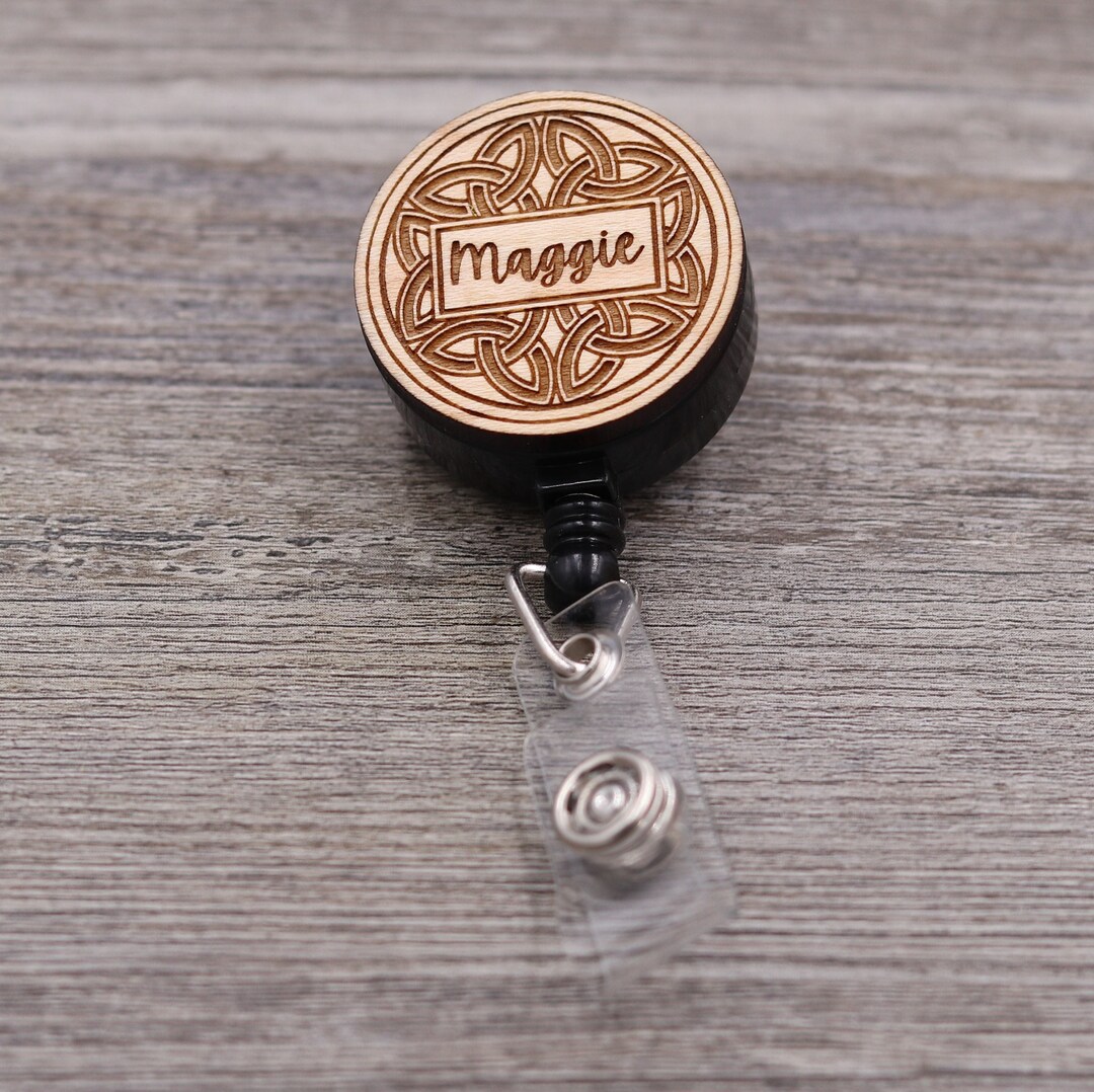 Celtic Knot Name Badge Reel, Eternity, Custom ID Badge, Retractable ...