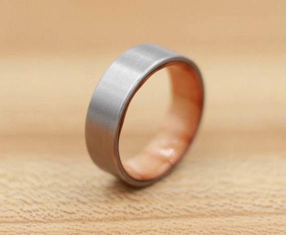 Titanium Ring Lined with Pine Wedding Band Unique Wedding | Etsy