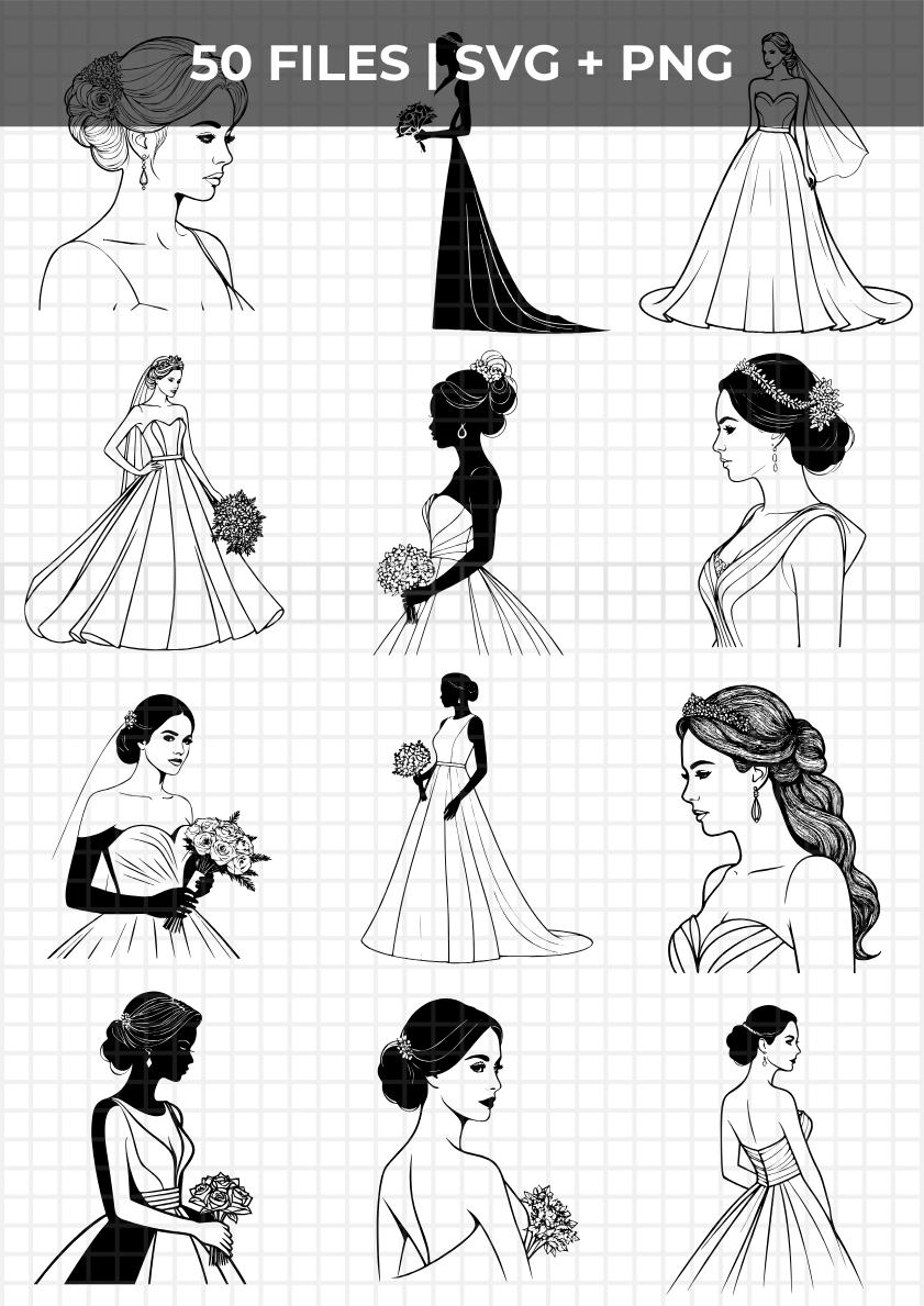 Bride 50 SVG Bundle - Bride PNG, Bride Silhouette, - Instant Download ...