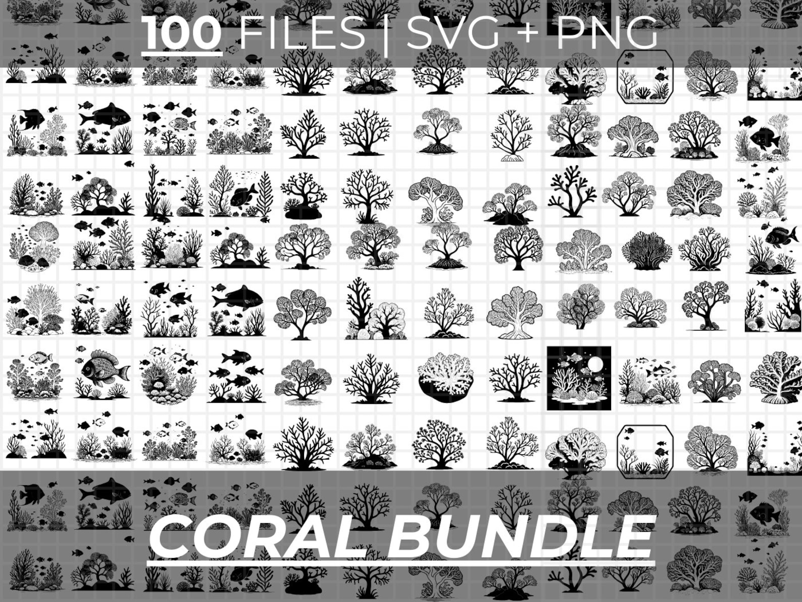 Coral 100 SVG Bundle - Coral PNG, Coral Silhouette - Instant Download ...