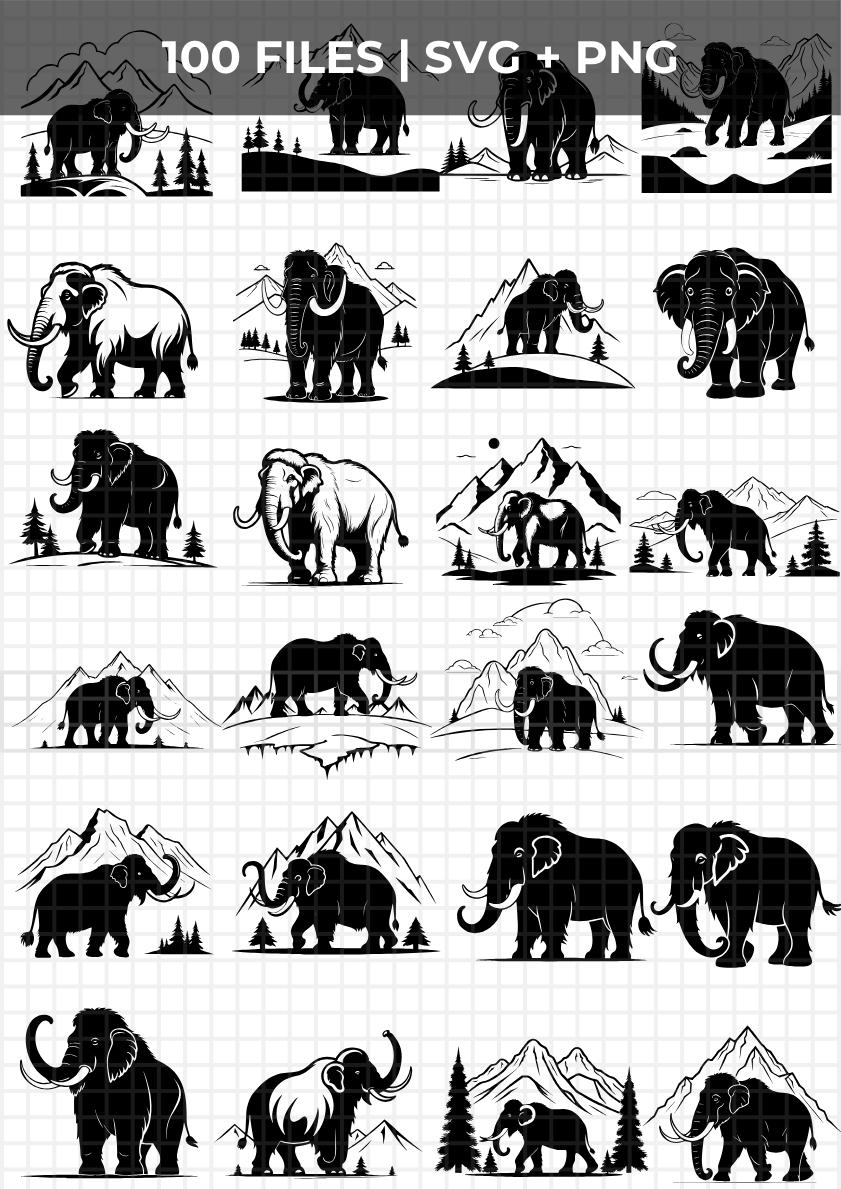 Mammoth 100 SVG Bundle - Mammoth PNG, Mammoth Silhouette, - Instant ...