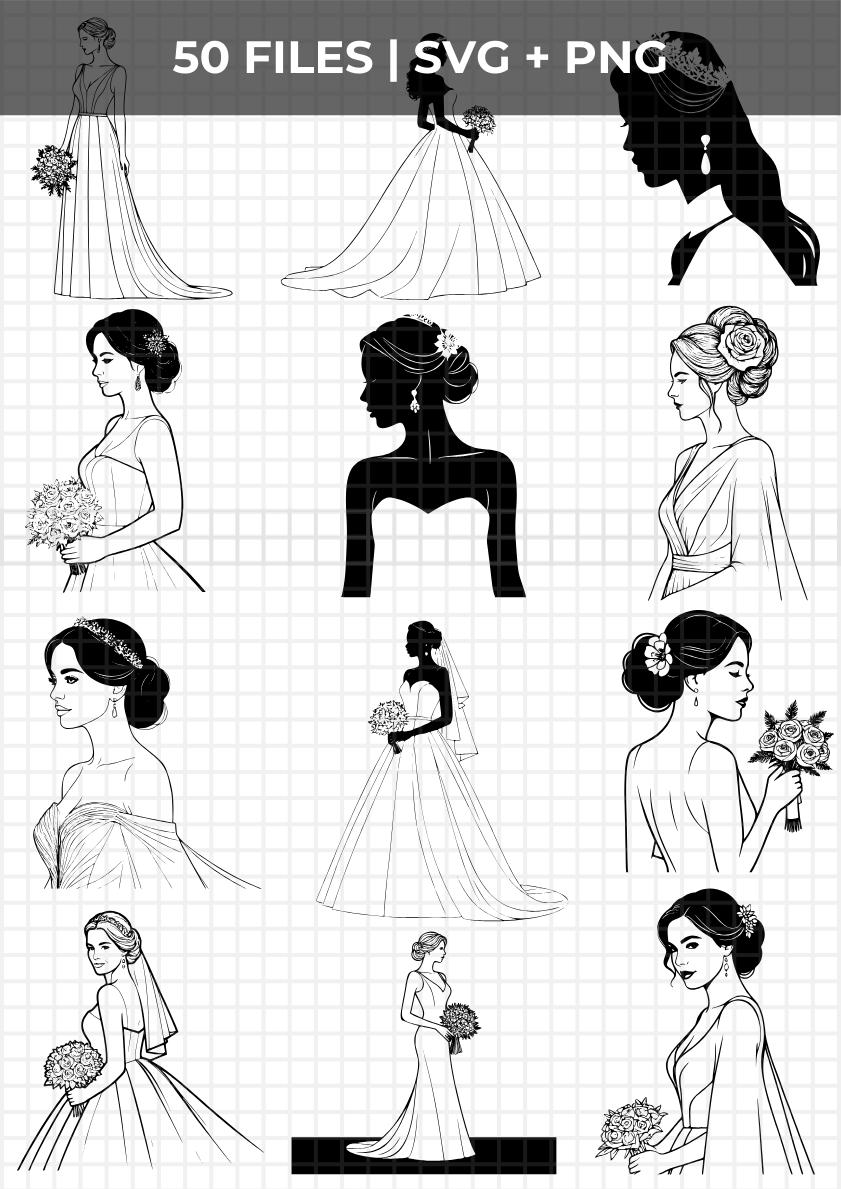 Bride 50 SVG Bundle - Bride PNG, Bride Silhouette, - Instant Download ...