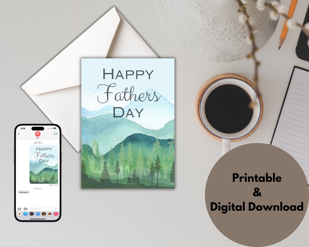 Printable 5x7 Fathers Day Card | Cards for Dad Printable | Fathers Day ...