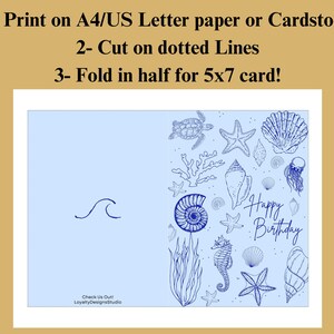Printable 5x7 Happy Birthday Card | Seashell Birthday Card | Birthday ...