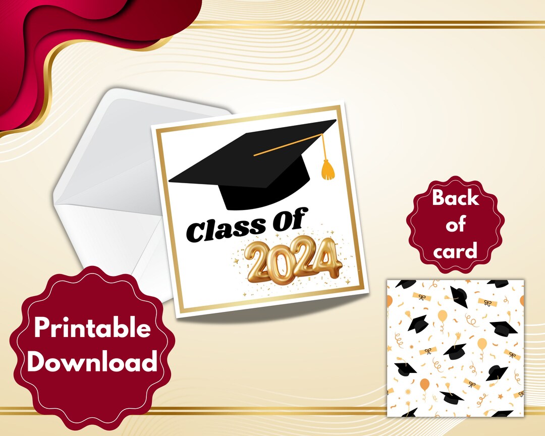 Two Printable 4x4 Card L Graduation Card 2024 Grad Card Printable Cards ...