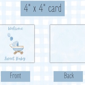 Printable 4x4 Baby Cards L Baby Boy Card | Baby Card | Printable Cards ...