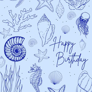 Printable 5x7 Happy Birthday Card | Seashell Birthday Card | Birthday ...