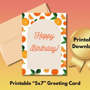 Printable 5x7 Happy Birthday Card |citrus Birthday Card Printable ...