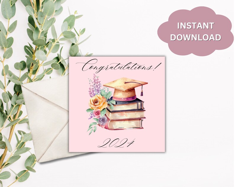 Two Printable 4x4 Cards L Graduation Card 2024 Grad Card Printable ...