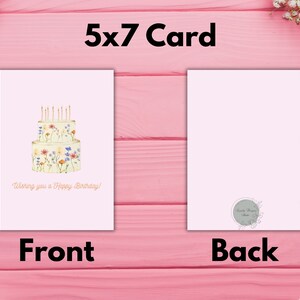 Printable 5x7 Happy Birthday Card | Wildflower Cake | Birthday Card ...