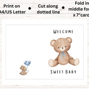 Printable 5x7 Baby Card L Baby Boy Card | Baby Card | Printable Cards ...