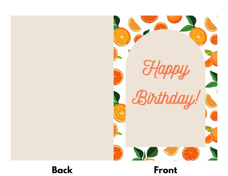 Printable 5x7 Happy Birthday Card citrus Birthday Card Printable ...