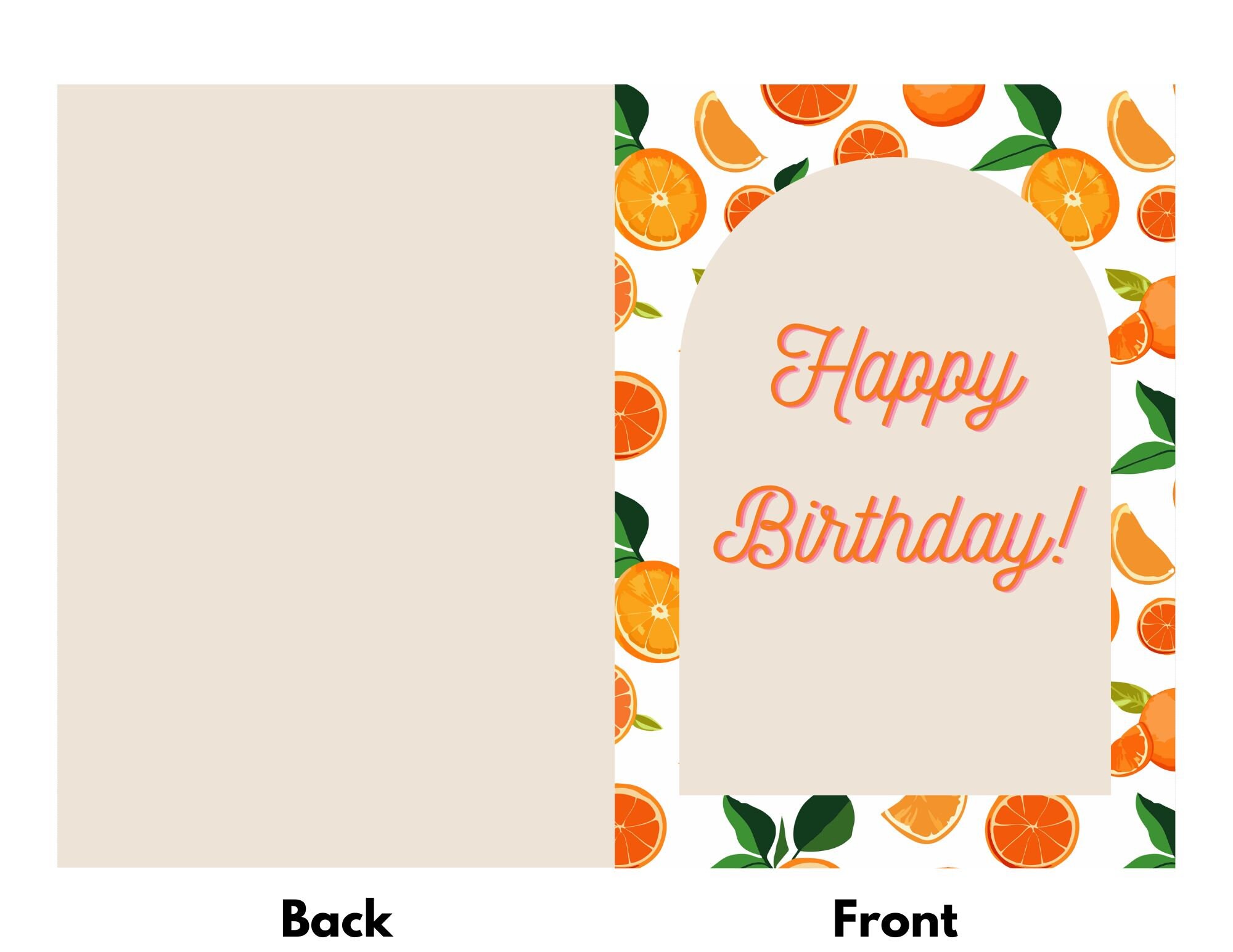 Printable 5x7 Happy Birthday Card citrus Birthday Card Printable ...