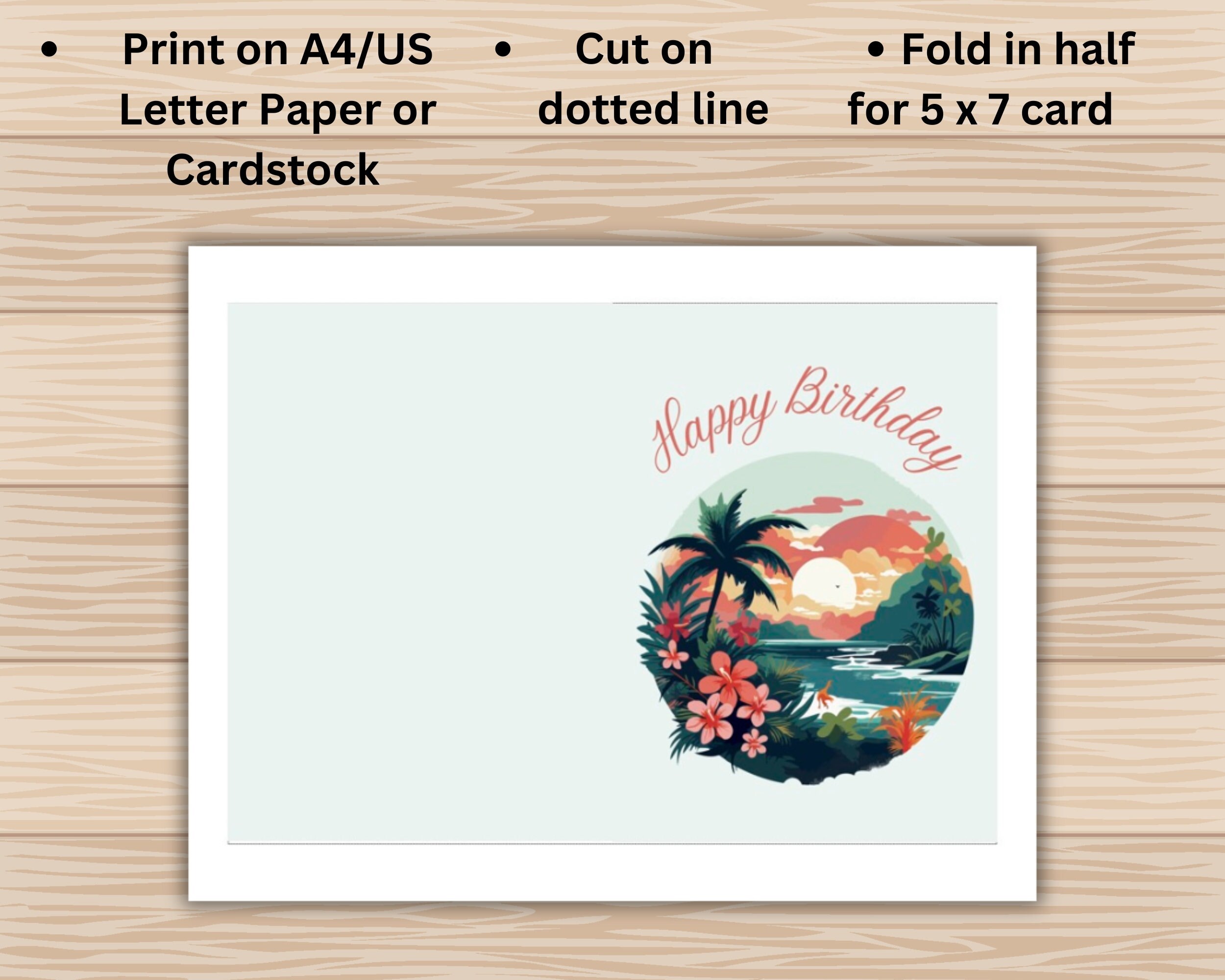 Printable 5x7 Birthday Card | Tropical Birthday Card | Birthday Card ...