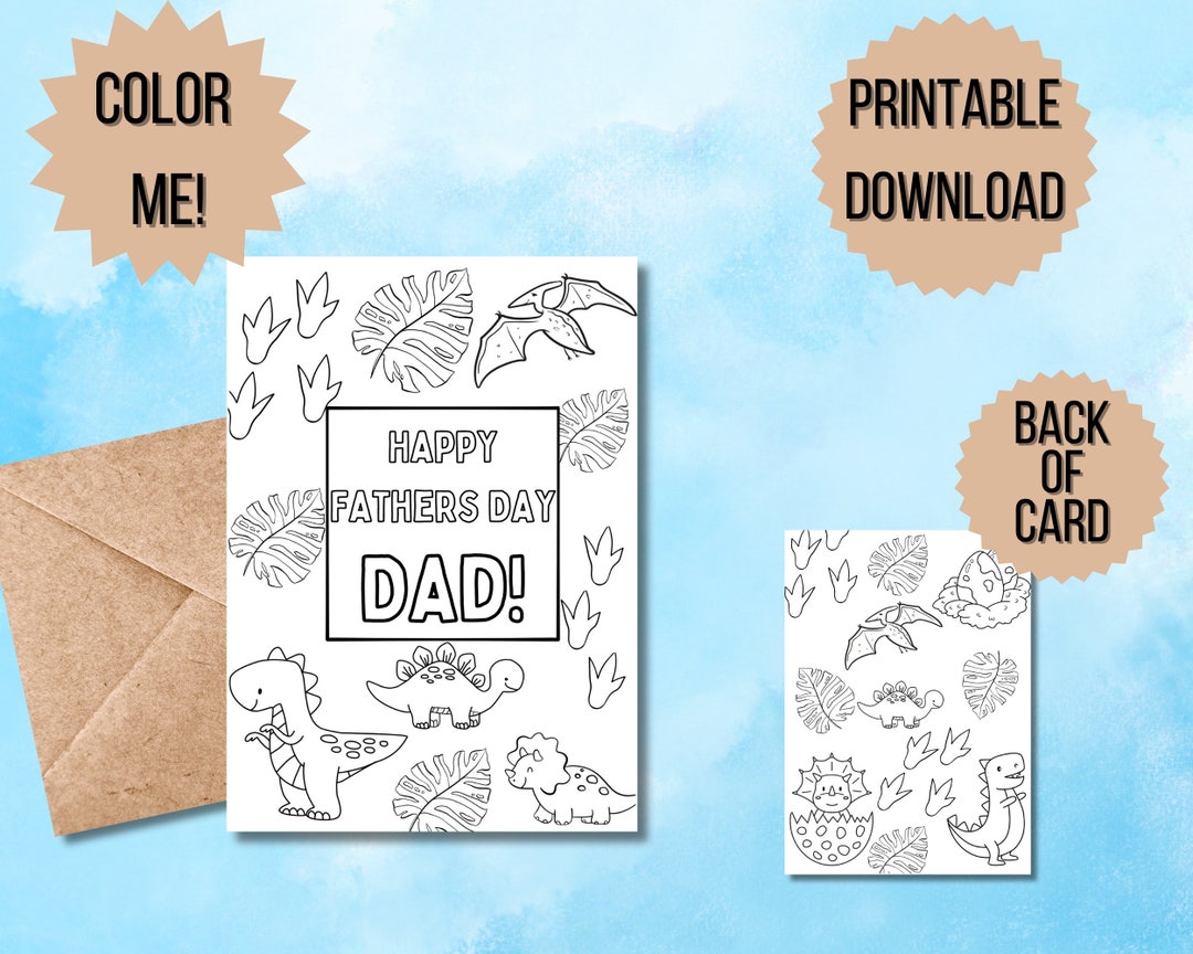 Printable 5x7 Fathers Day Coloring Card | Colorable Card | Fathers Day ...