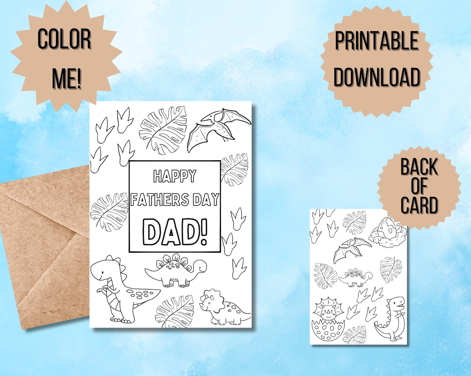 Printable 5x7 Fathers Day Coloring Card Colorable Card Fathers Day Card ...