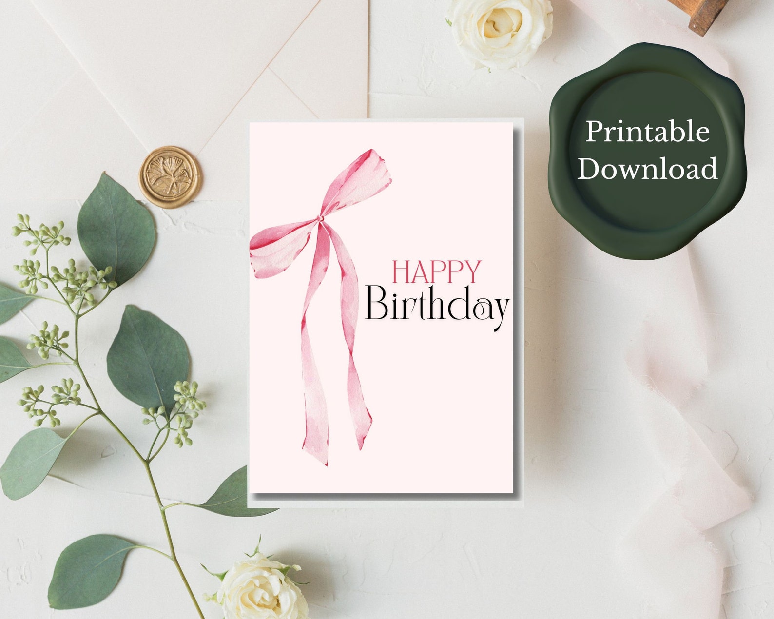 Printable 5x7 Birthday Card L Birthday Card | Digital Download| Girly ...
