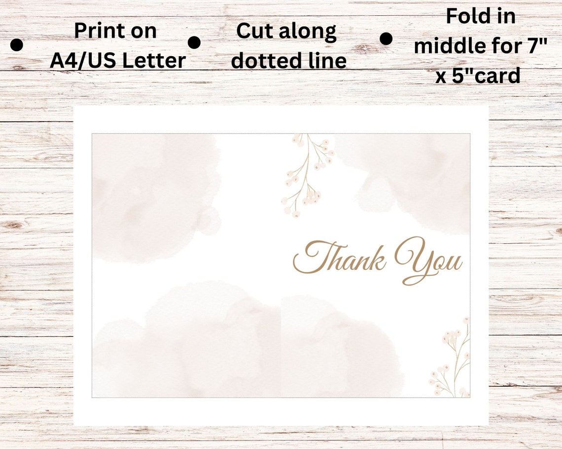 Printable 5x7 Thank You Card Thank You Card Printable Thank You Card ...