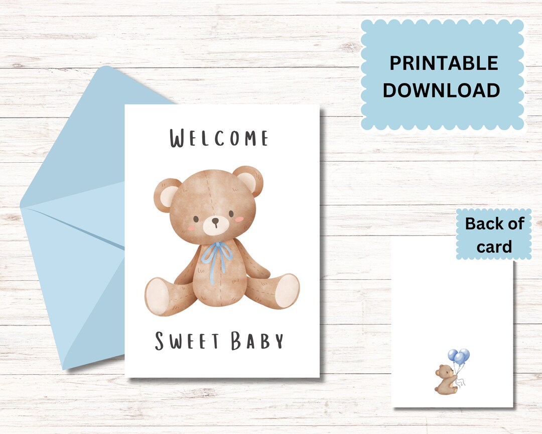 Printable 5x7 Baby Card L Baby Boy Card | Baby Card | Printable Cards ...