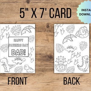 Printable 5x7 Fathers Day Coloring Card | Colorable Card | Fathers Day ...