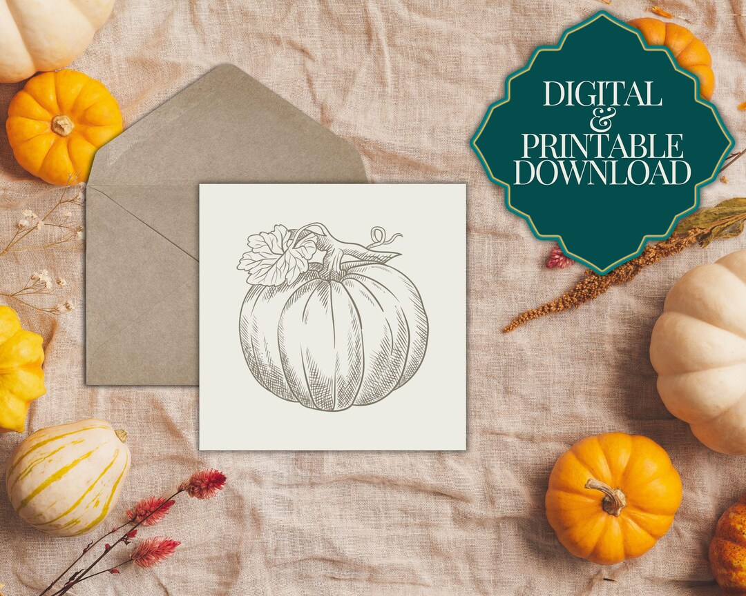 Two Printable 4x4 Cards L Pumpkin Card | Fall | Printable Cards ...