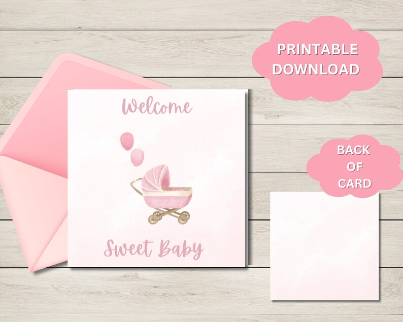 Printable 4x4 Baby Cards L Baby Girl Card | Baby Card | Printable Cards ...