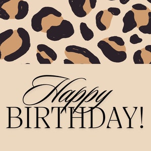 Printable 7x5 Happy Birthday Card | Leopard Birthday Card Print ...