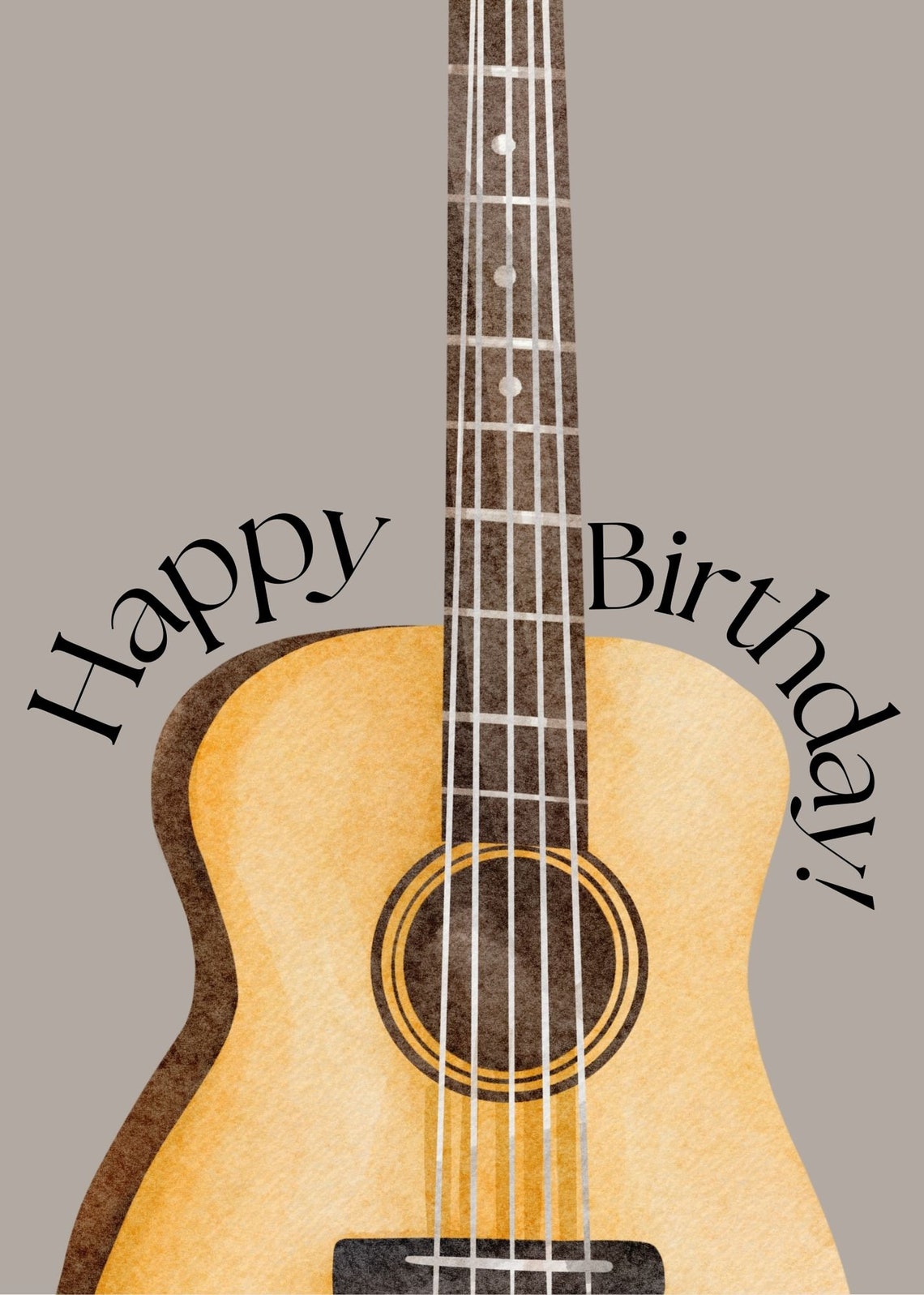 Printable 5x7 Happy Birthday Card |guitar Birthday Card Printable ...