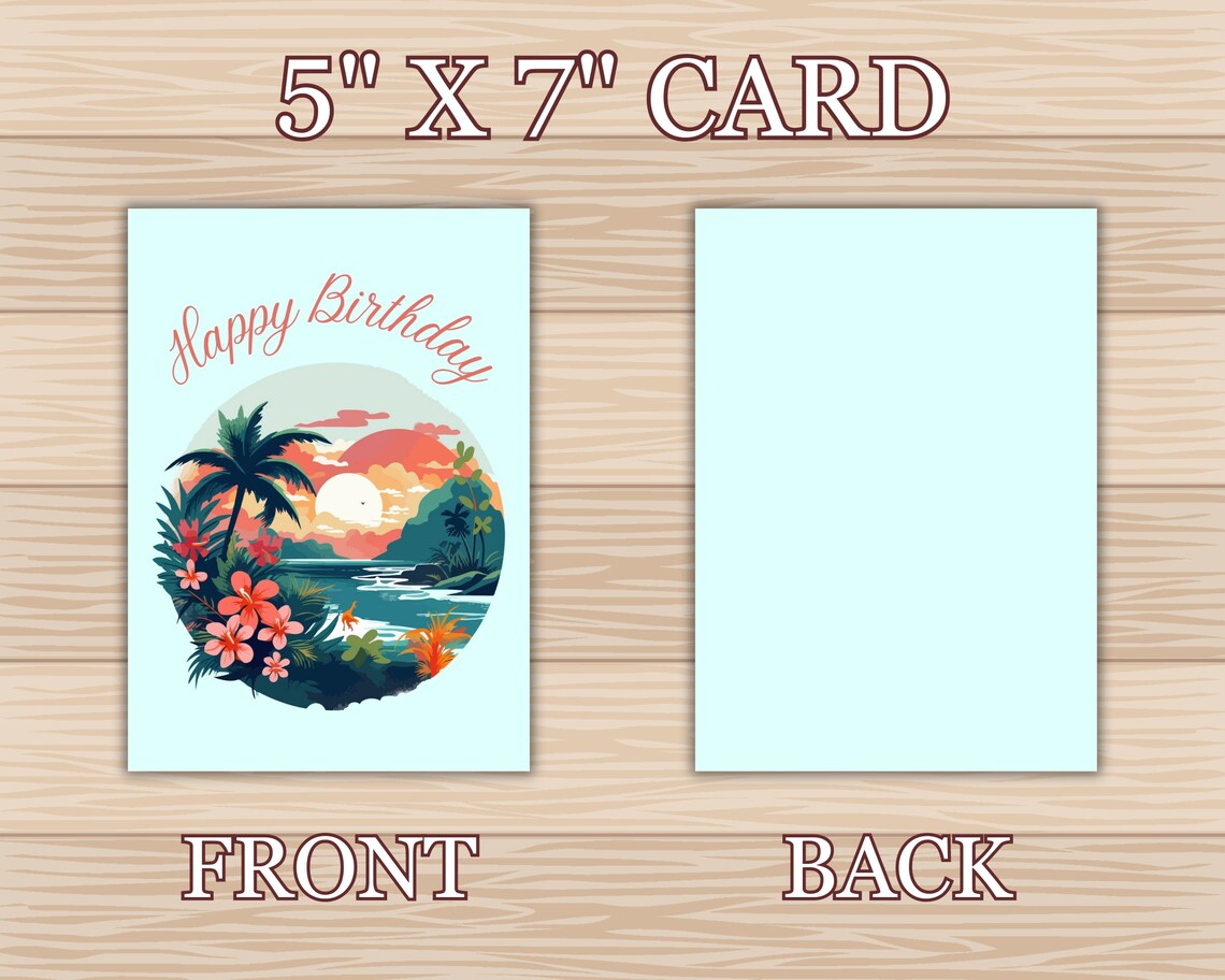 Printable 5x7 Birthday Card | Tropical Birthday Card | Birthday Card ...