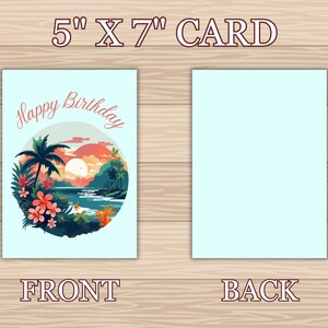 Printable 5x7 Birthday Card Tropical Birthday Card Birthday Card ...