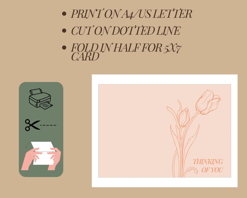 Printable 5x7 Greeting Card Floral Greeting Card Printable Digital ...