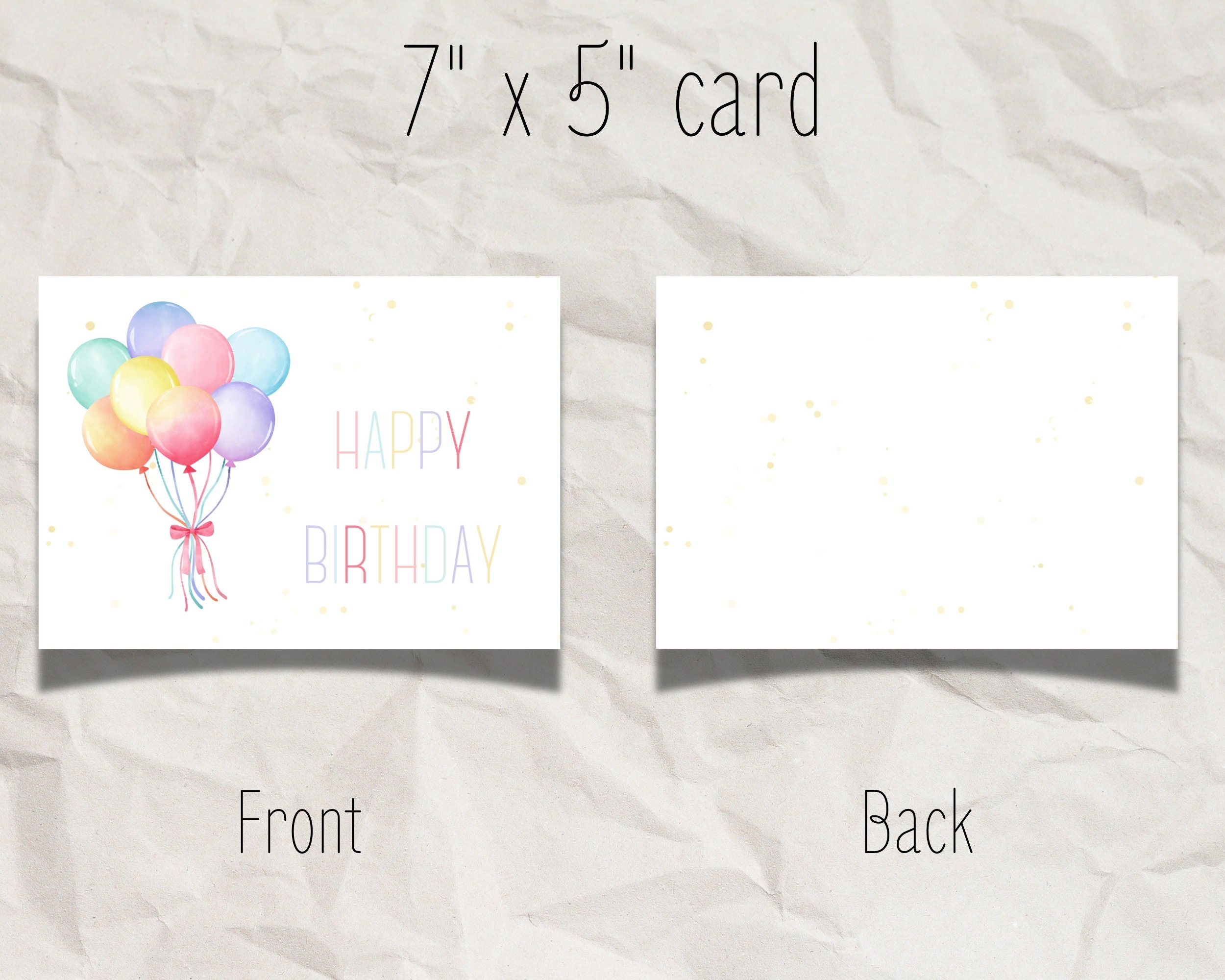 Printable 5x7 Happy Birthday Card L Birthday Balloons Printable ...