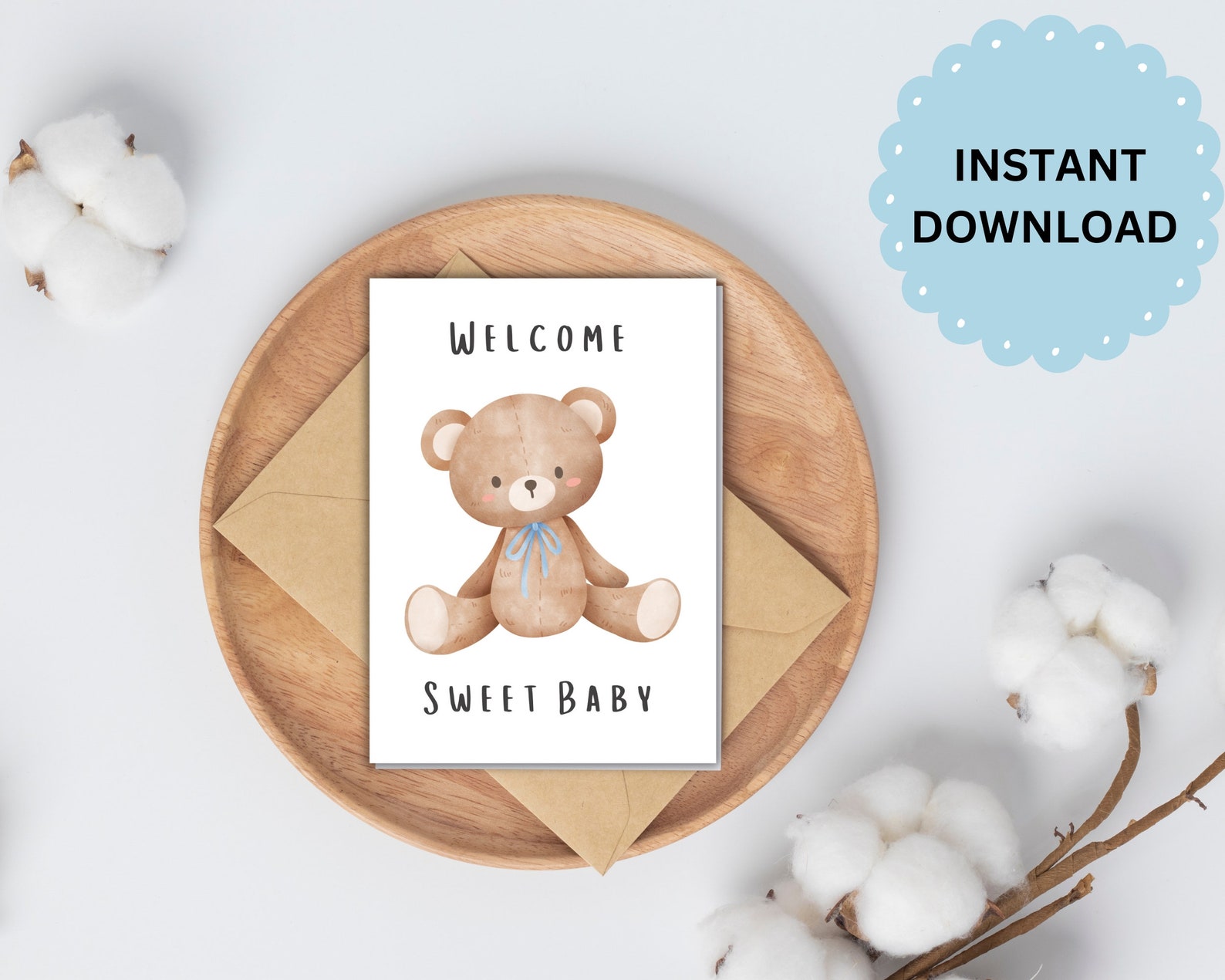 Printable 5x7 Baby Card L Baby Boy Card | Baby Card | Printable Cards ...
