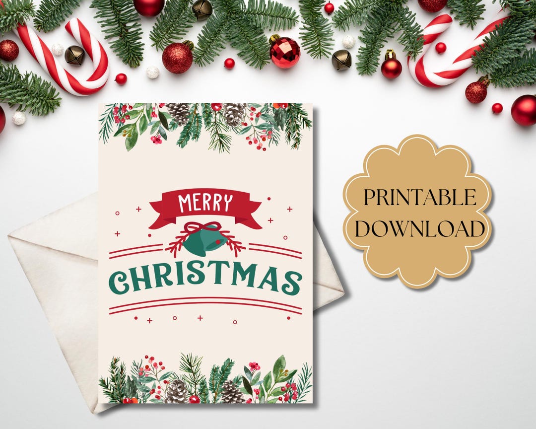 Printable 5x7 Card L Christmas Card | Merry Christmas | Printable Cards ...