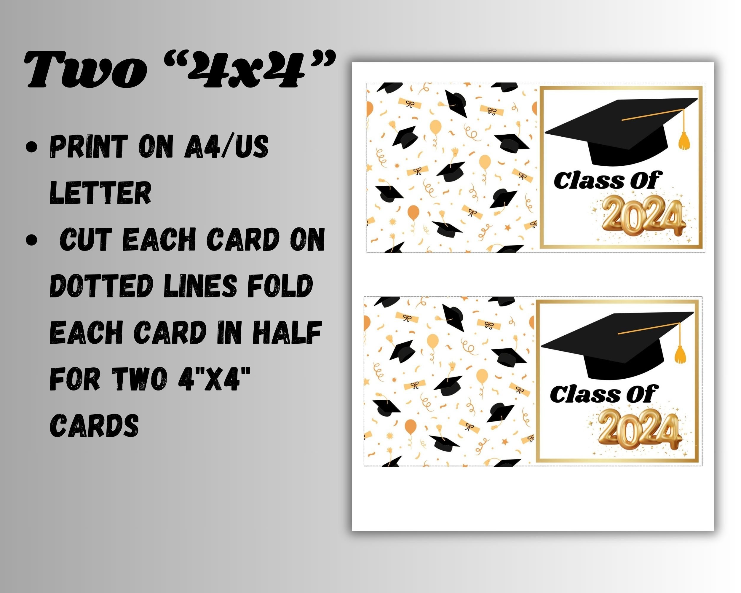Two Printable 4x4 Card L Graduation Card 2024 Grad Card Printable Cards ...