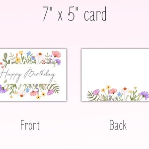 Printable 5x7 Happy Birthday Card | Floral Birthday Card Print ...