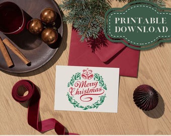 Printable 5x7 Card L Christmas Card | Merry Christmas | Printable Cards ...